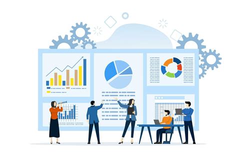 Statistical Chart Analysis Concept And Big Data Business Vector Illustration Office Workers