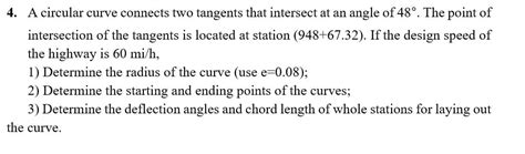 Answered 4 A Circular Curve Connects Two Bartleby