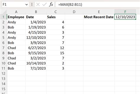 How To Find Most Recent Date In Excel With Examples