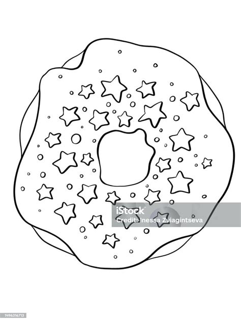등고선 그림 만화 스타일 달콤한 음식 도넛 아이싱과 별 디자인 요소 광고 인쇄 스티커 색칠하기 책 낙서 드로잉에 대한 스톡 벡터 아트 및 기타 이미지 Istock