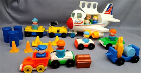 Vintage 1980s Lil Playmates Playskool Airplane Playmobil Airline With