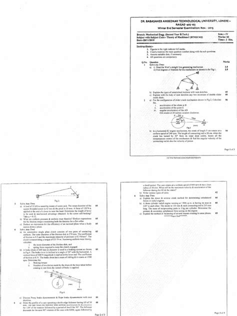 Btech Mech 4 Sem Theory Of Machines 1 Btmec402 Nov 2019 Pdf