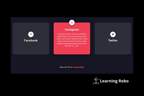 responsive card hover effect with social media icons using html and css