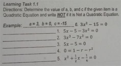 solved learning task 1 1 directions determine the value of a b and c if the given item is a