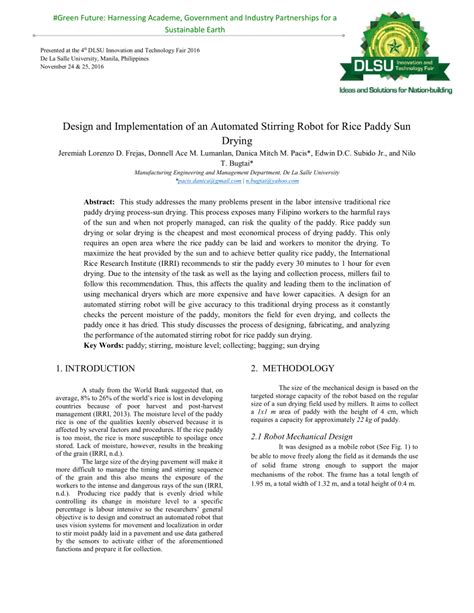 Pdf Design And Implementation Of An Automated Stirring Robot For Rice Paddy Sun Drying