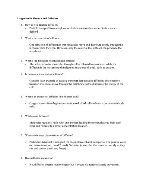 Diffusion And Osmosis Biochem OLFU Studocu
