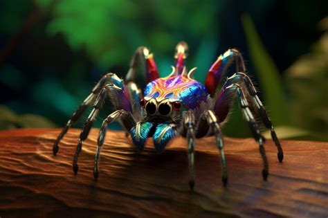 Premium Photo A Striking Iridescent Peacock Spider Performing It 00494 03