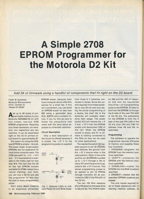 A Simple 2708 Eprom Programmer For Vintage Computers A Simple 2708 Eprom Programmer For Vintage Computers