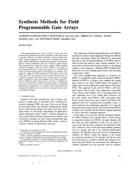 pdf synthesis methods for field programmable gate arrays