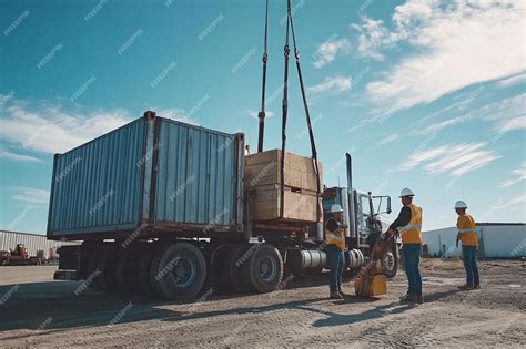 Scene Of Cargo Unloading From Truck Different Types Of Cargo Premium