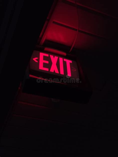Illuminated Exit Sign With Red Light Stock Photo Image Of Illuminated Black