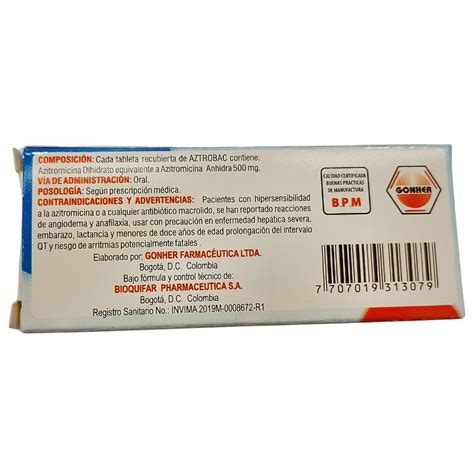 Azitrobac X500mg 3 Tabletas