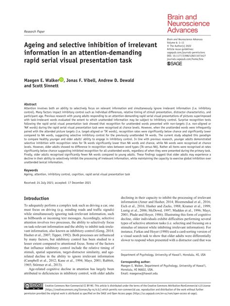Pdf Ageing And Selective Inhibition Of Irrelevant Information In An Attention Demanding Rapid