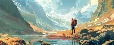 Dynamic Exploration Graphics Depicting Adventurous Activities In Stunning Landscapes For