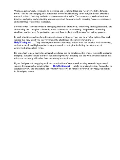 Coursework Moderation Form Pdf Cookie Thought