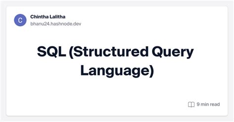 Sql Structured Query Language Lalitha Chintha