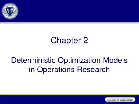 Ppt Chapter 2 Deterministic Optimization Models In Operations