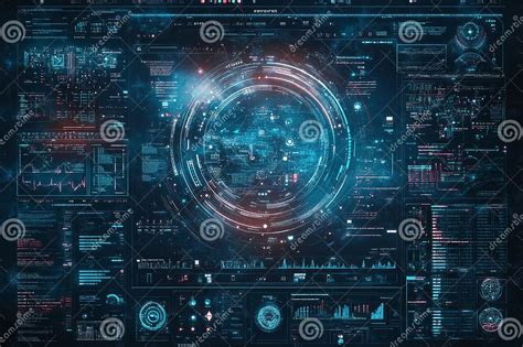 Futuristic Hud Displaying Rotating Circles And Complex Data Analysis