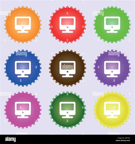 Monitor Icon Sign A Set Of Nine Different Colored Labels Vector Stock Vector Image And Art Alamy