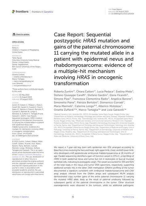 Pdf Case Report Sequential Postzygotic Hras Mutation And Gains Of