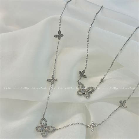 바배 special jewelry 버터플라이 목걸이 더블 멀티 silver 오더 수입 나비 후드티 가디건 청바지 원피스 맨투맨 집업 에이블리