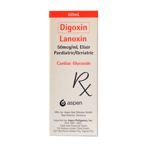 Lanoxin Digoxin Paediatric Elixir 60ml Prescription Required