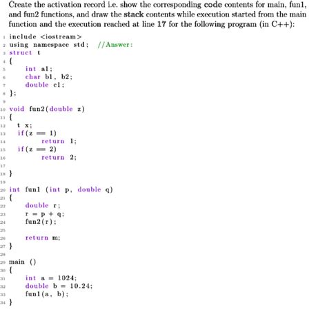 create the activation record i e show the corresponding code contents