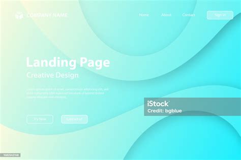 방문 페이지 템플릿 파란색 그라데이션이 있는 유동적인 추상 디자인 트렌디한 배경 곡선에 대한 스톡 벡터 아트 및 기타 이미지