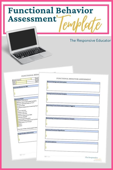 Functional Behavior Assessment Form Fba Template Fba Example