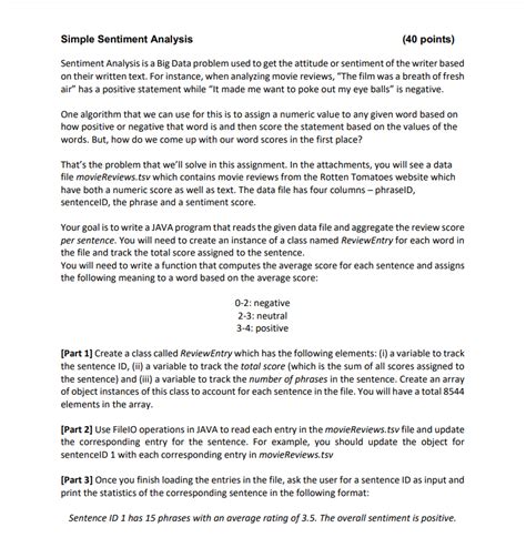 Solved Simple Sentiment Analysis 40 Points Sentiment