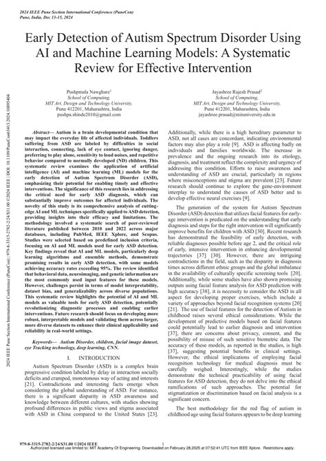 Pdf Early Detection Of Autism Spectrum Disorder Using Ai And Machine Learning Models A