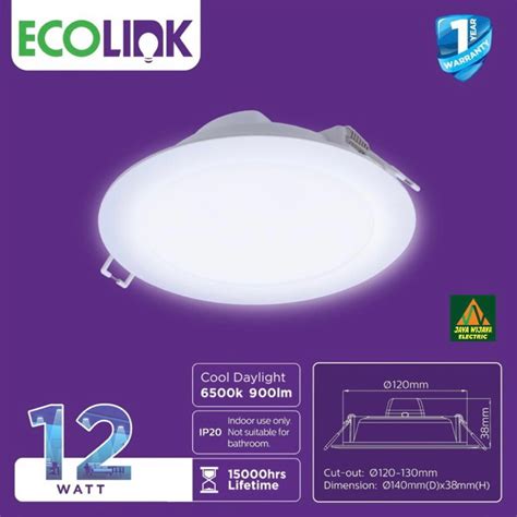 Jual Lampu Ecolink Downlight Led W Cool Daylight Putih Shopee Indonesia