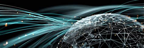 Wireframe Globe With Interconnected Nodes And Dynamic Data Streams Showcasing Global