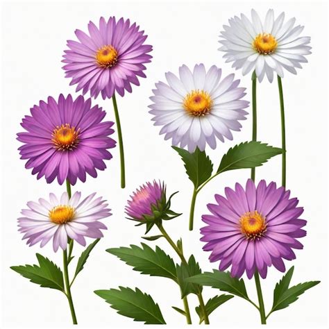 Aster Vector Set White Background Isolated A High Premium Ai