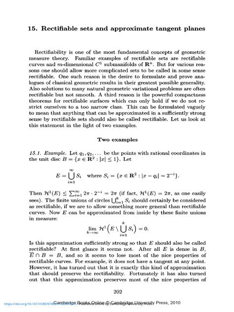 Geometry Of Sets And Measures In Euclidean Spaces Rectifiable Sets