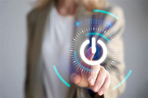 Free Photo Person Pressing Power Button