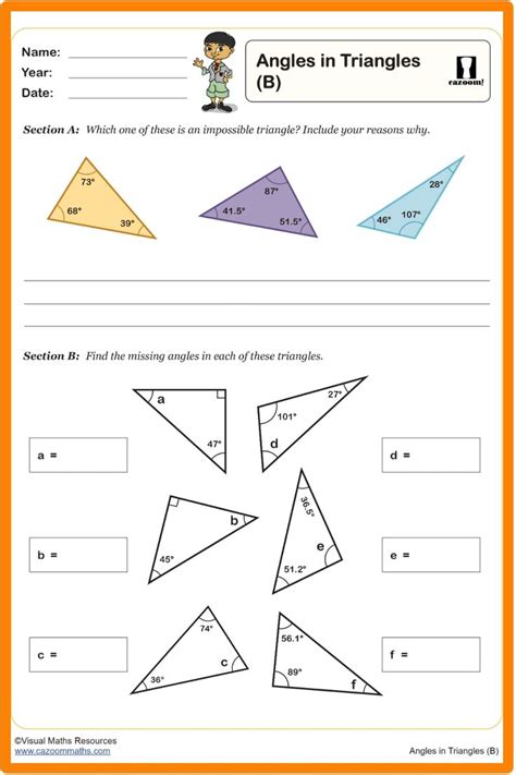 Year 6 Worksheet Angles In Triangles