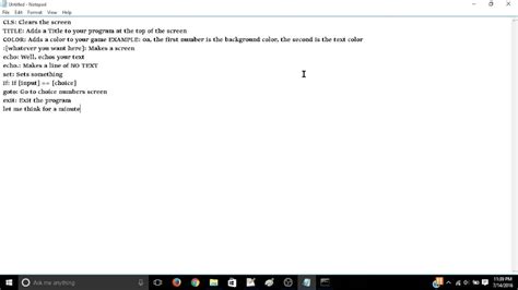 how to make a simple game in batch or cmd programming no audio youtube