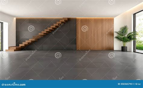 Spacious Hallway With Wooden Door Flanked By Two Black Nightstands