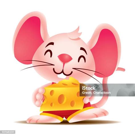큰 신선한 스위스 치즈를 들고 큰 귀와 만화 귀여운 행복 쥐 벡터 쥐 캐릭터 마스코트 귀여운에 대한 스톡 벡터 아트 및 기타 이미지 귀여운 꼬리 도둑질 범죄 Istock