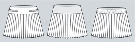 Pleated Skirts Technical Fashion Illustration Mini Skirt Fashion Flat