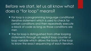 FOR LOOP TOPIC Syntax Flow Diagram And Examples Pptx