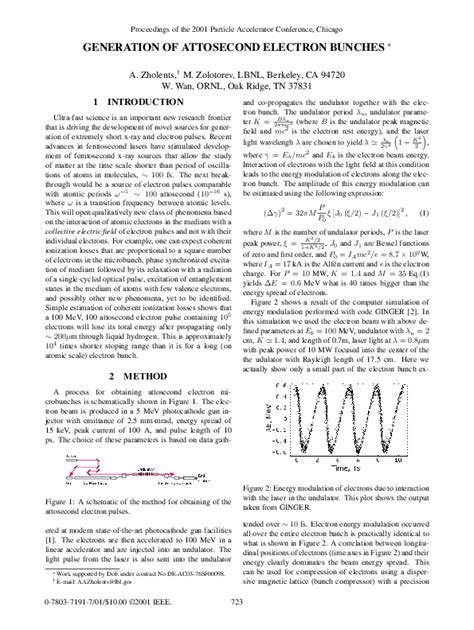Pdf Generation Of Attosecond Electron Bunches
