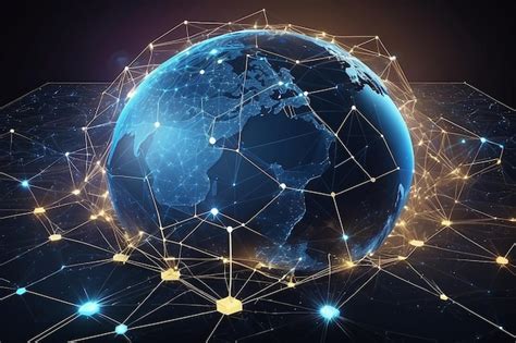 Premium Photo Blockchain Technology Global Information Network Concept