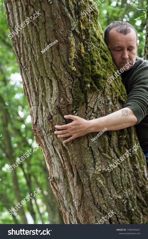 Portrait Man Hugging Tree Forest Stock Photo Shutterstock