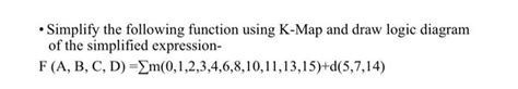 solved simplify the following function using k map and