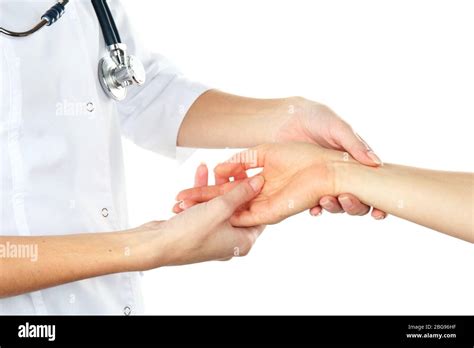 Measuring Pulse Isolated On White Stock Photo Alamy