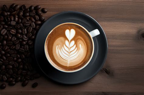 볶은 커피 원두와 커피 한잔 무료 사진