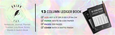 13 Column Ledger Book Thirteen Column Blank Accounting