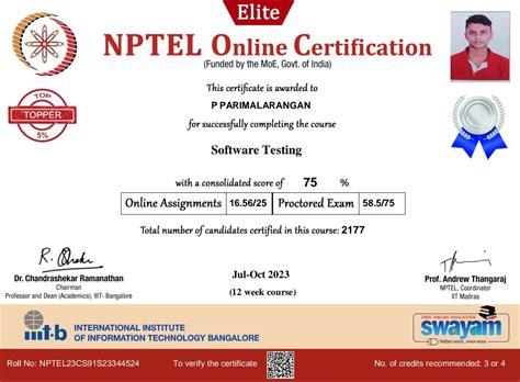 Parimala Rangan On Linkedin Softwaretesting Nptelsuccess Continuouslearning